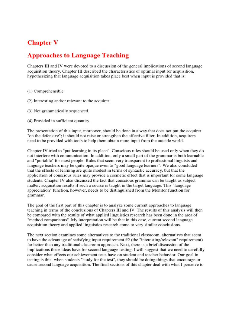 Kra ch5 | PDF | Second Language Acquisition | Language Acquisition