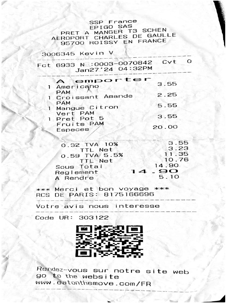 Ticket Comida CDG | PDF