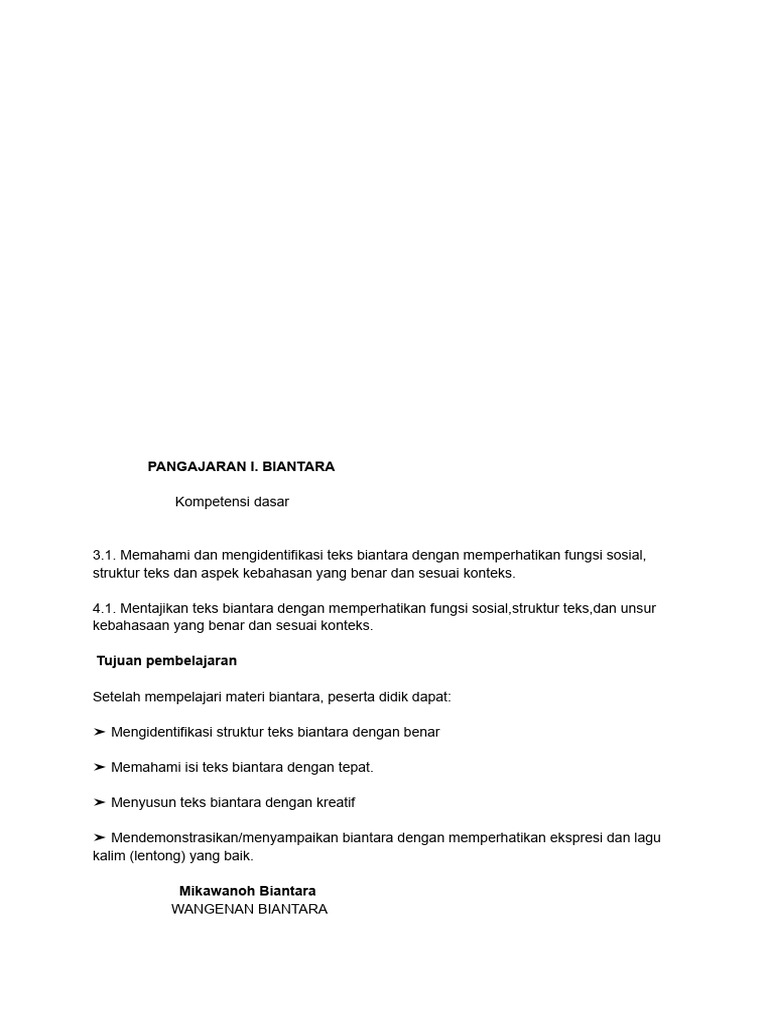 MATERI B.SUNDA Kelas 9 Bab 1.BIANTARA | PDF