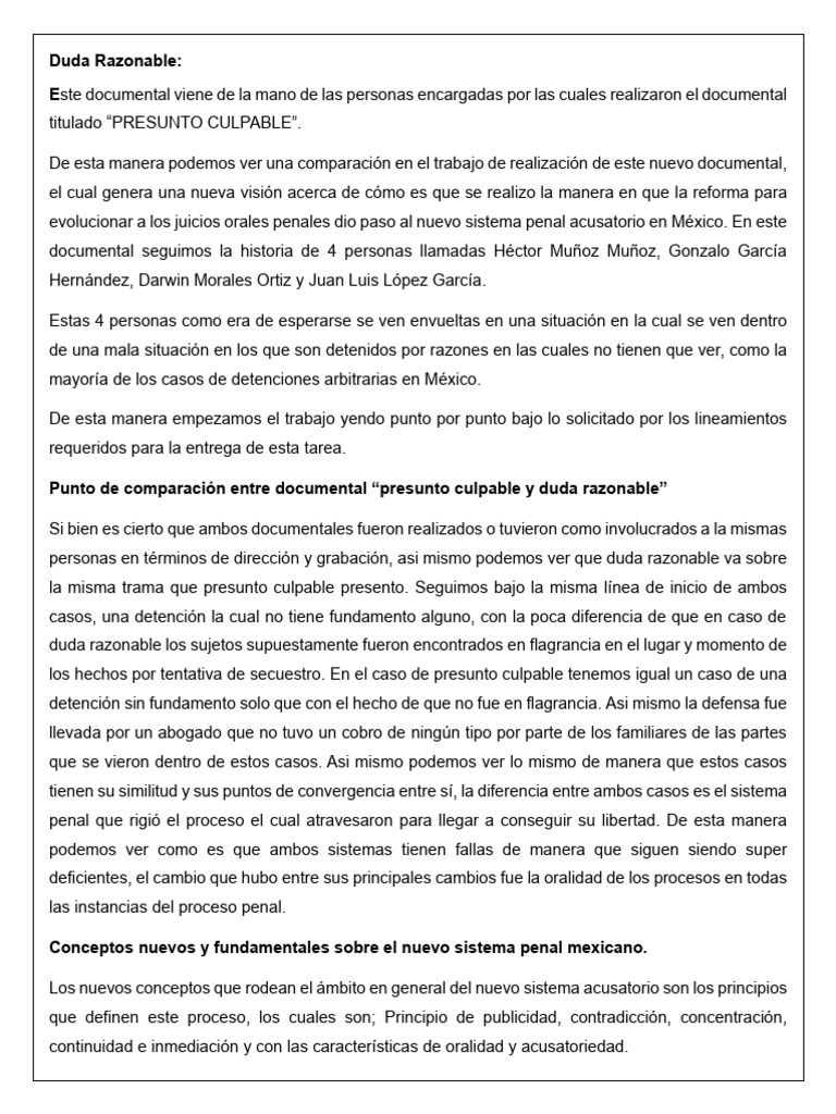Resumen Duda Razonable | PDF | Duda razonable | Justicia