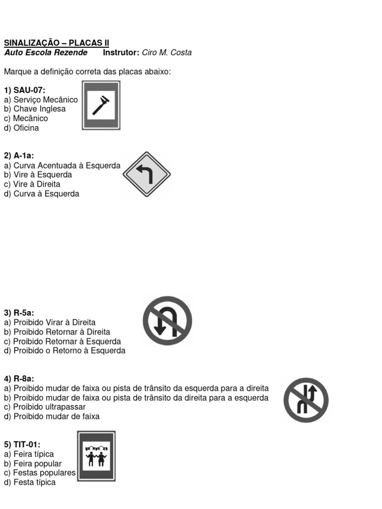 Atividades Placas 2 Online | PDF | Tráfego | Transporte rodoviário