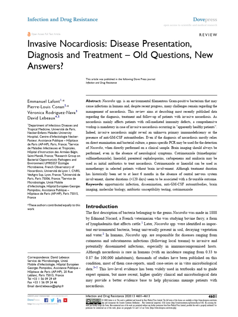 Invasive Nocardiosis Disease Presentation Diagnosi | PDF | Infection ...