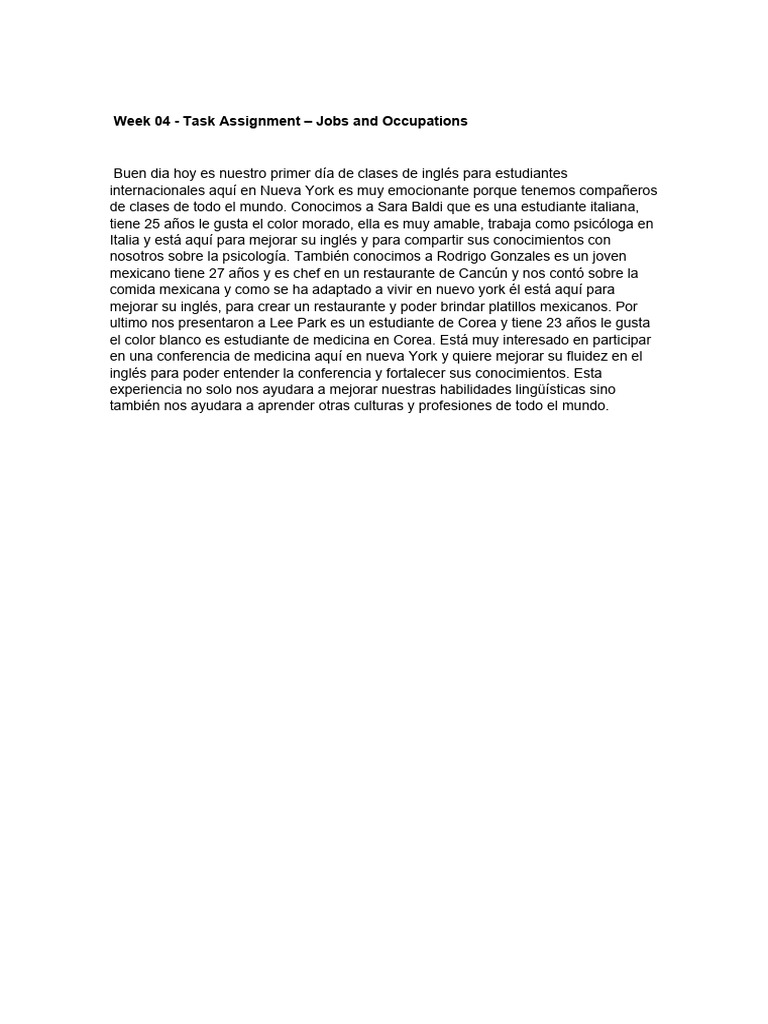 Week 04-Task Assignment-Jobs and Occupations | PDF