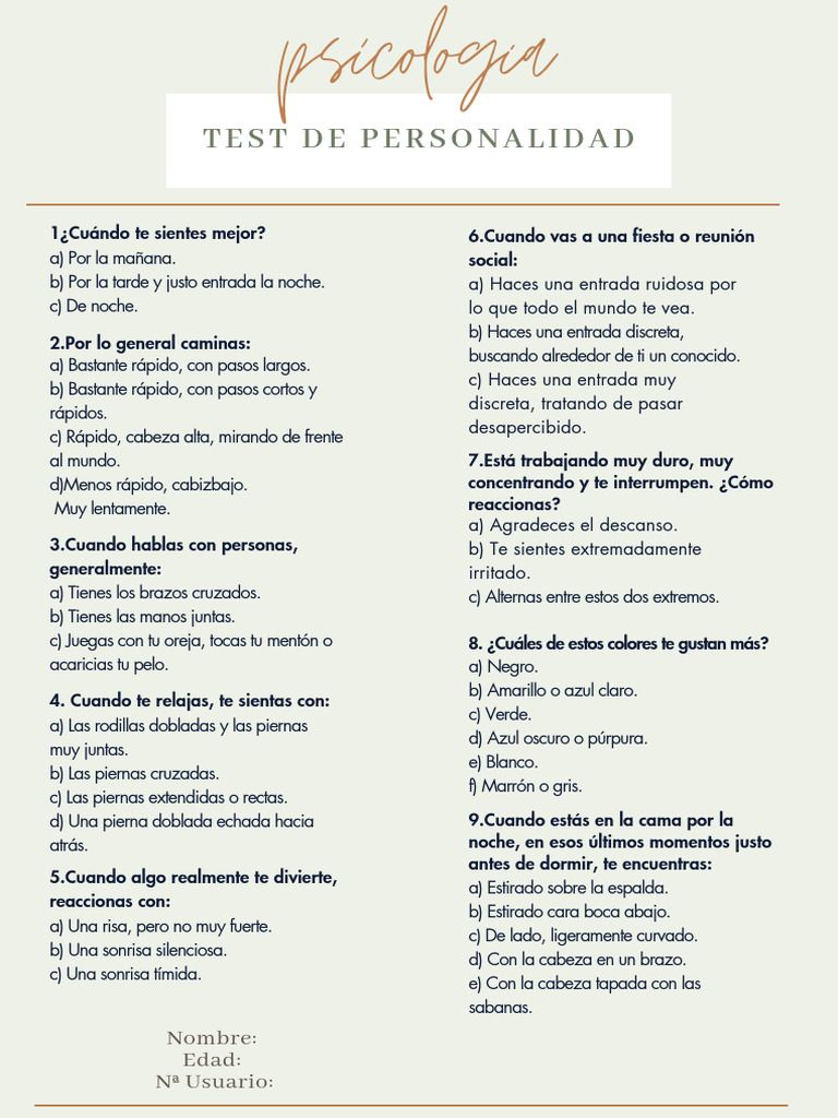 test de la personalidad | PDF