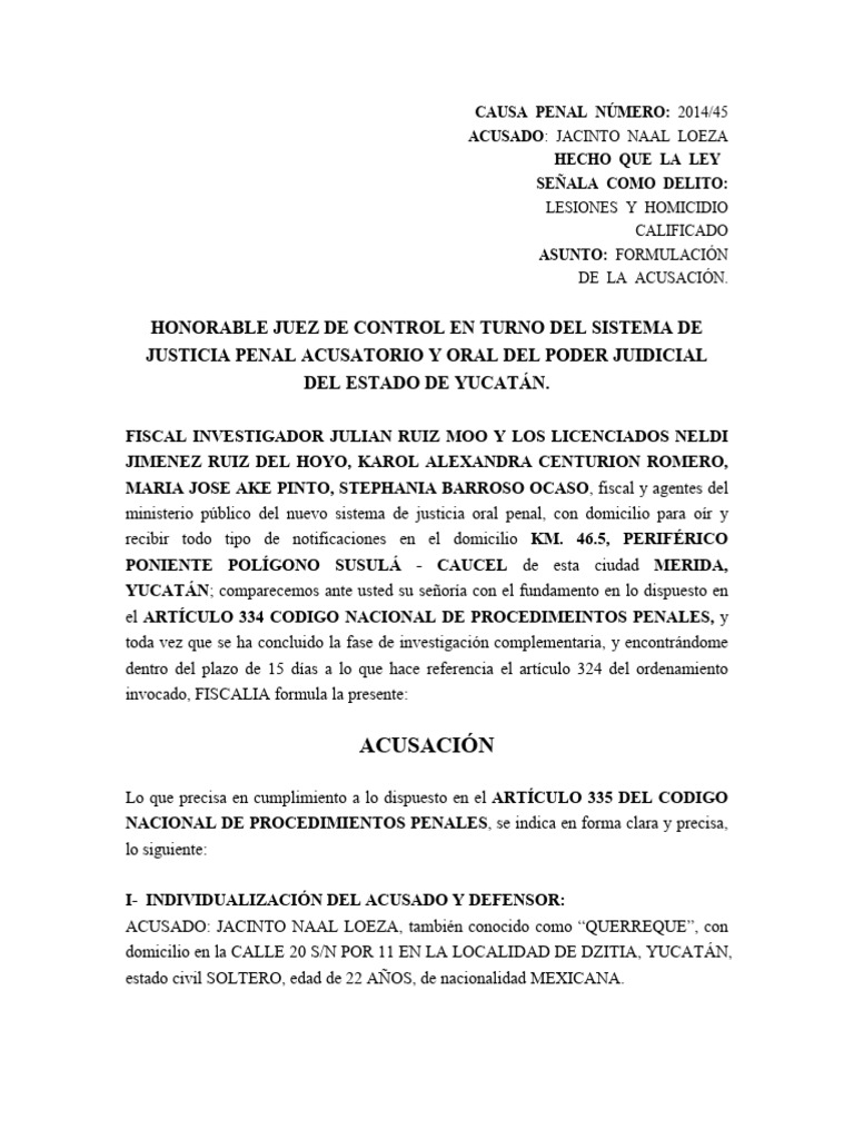 Escrito de Acusación | Descargar gratis PDF | Derecho penal | Fiscal