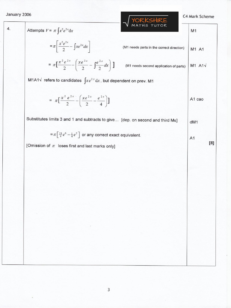 Volume of Revolution Answers | PDF