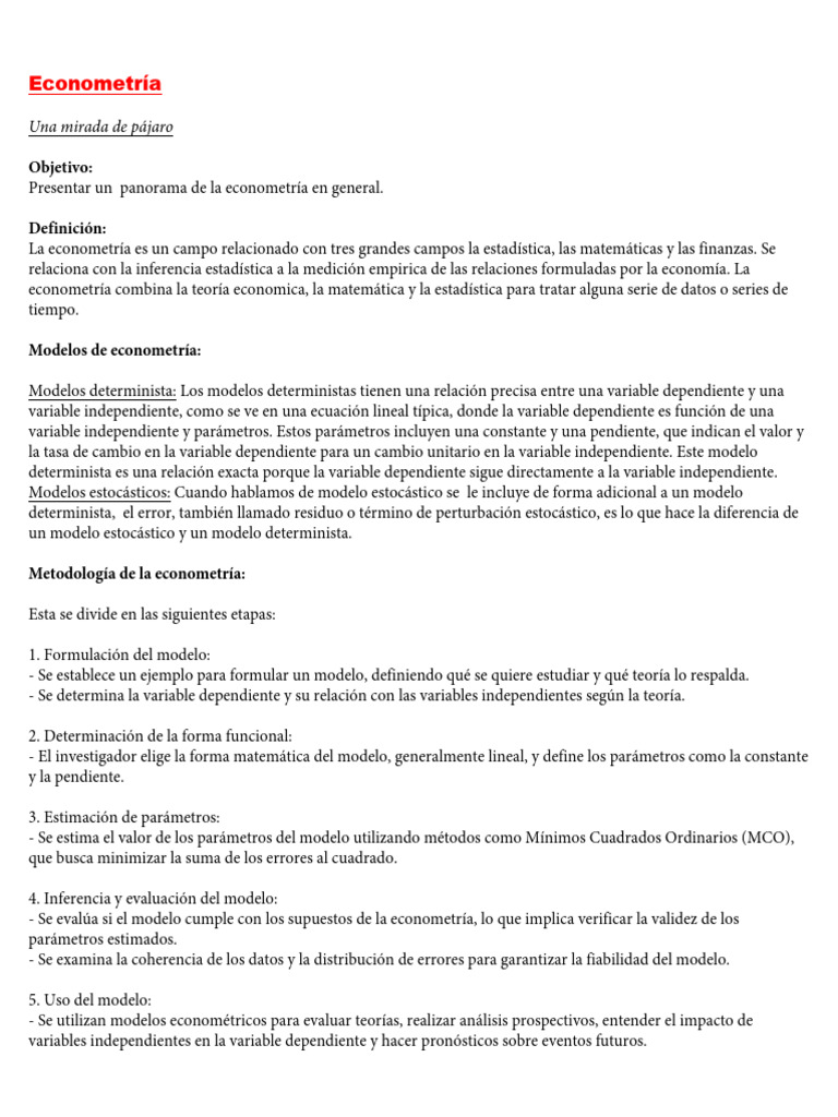 Resumen de la clase Asincronica | PDF | Econometría | Mínimos cuadrados ordinarios