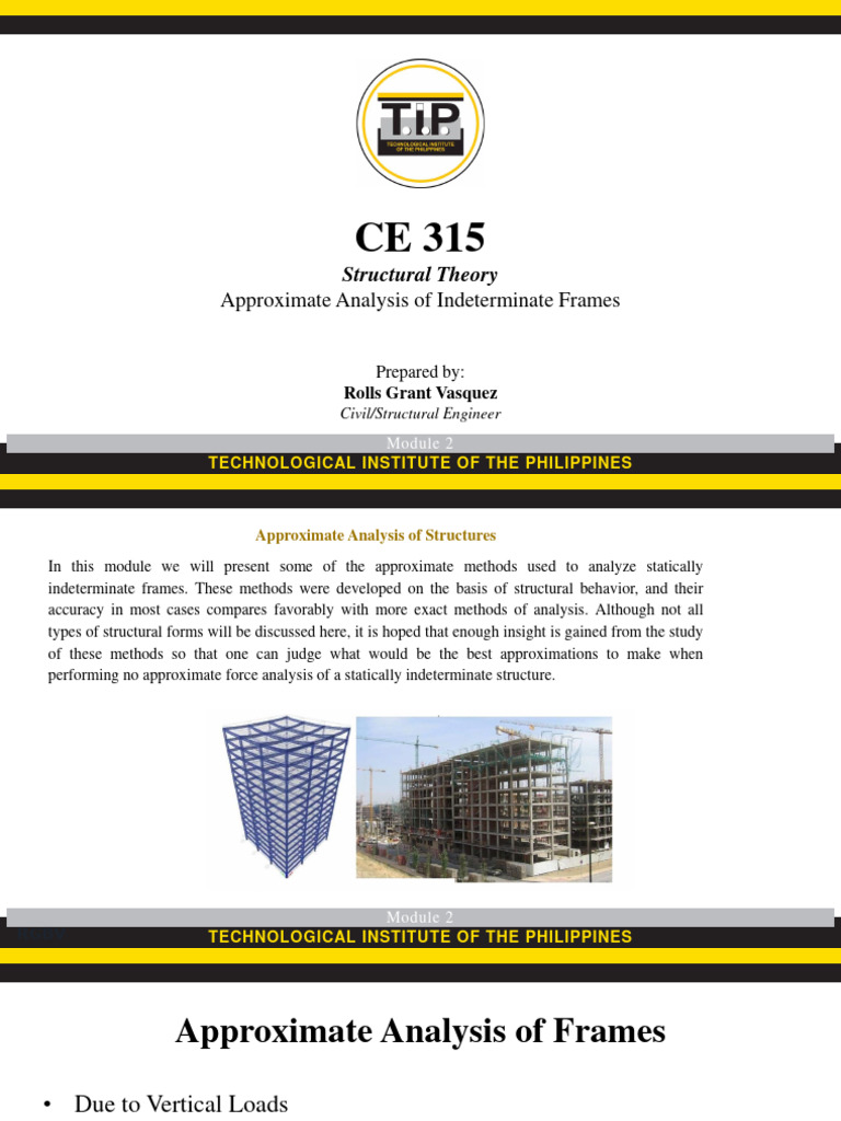 Module+2 2+ (CE315) +-+Approximate+Analysis+of+Indeterminate+Frames | PDF | Column | Force