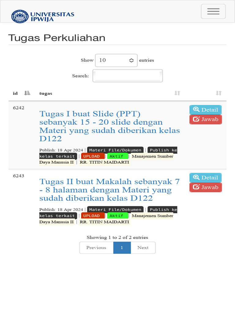 Siakad - Sistem Informasi Akademik Universitas Ipwija 3 | PDF