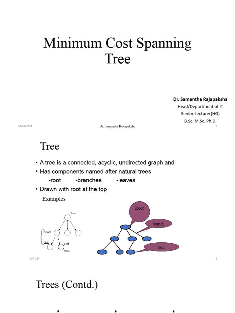 Minimum Cost Spanning Tree | PDF | Vertex (Graph Theory) | Theoretical Computer Science