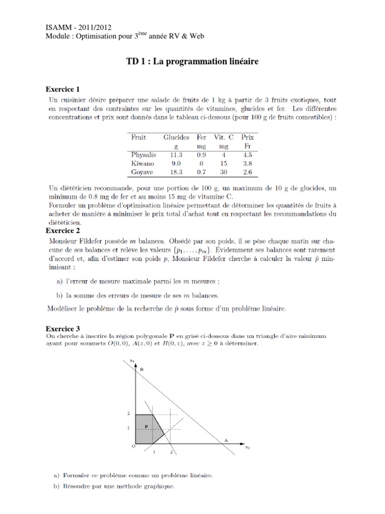 TD1 Simplexe | PDF | Analyse systémique | Optimisation mathématique