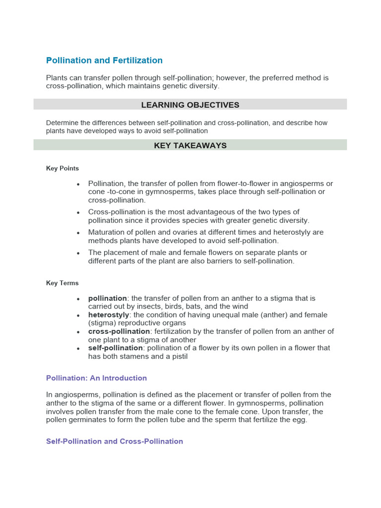 Pollination and Fertilization | PDF | Seed | Fruit
