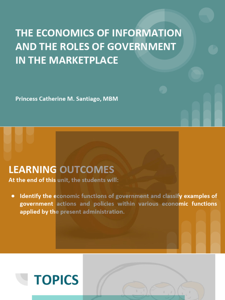 The Economics of Information and The Roles of Government in The ...