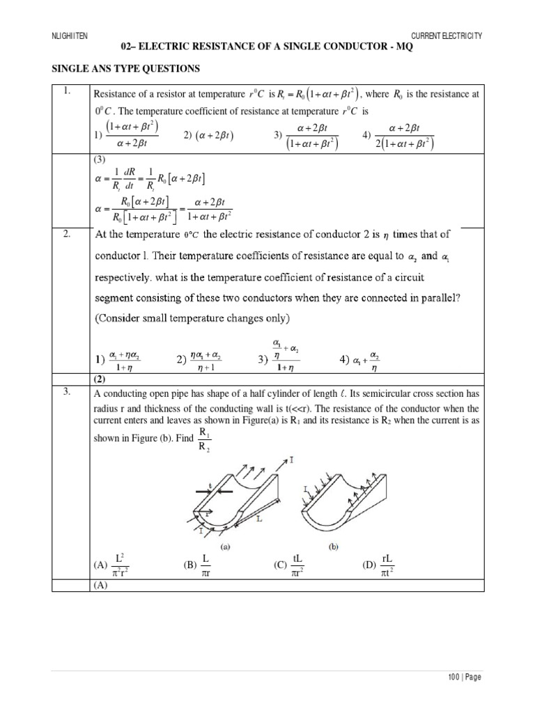 02 - Electric Resistance of A Single Conductor - MQ | Download Free PDF | Electrical Resistance ...
