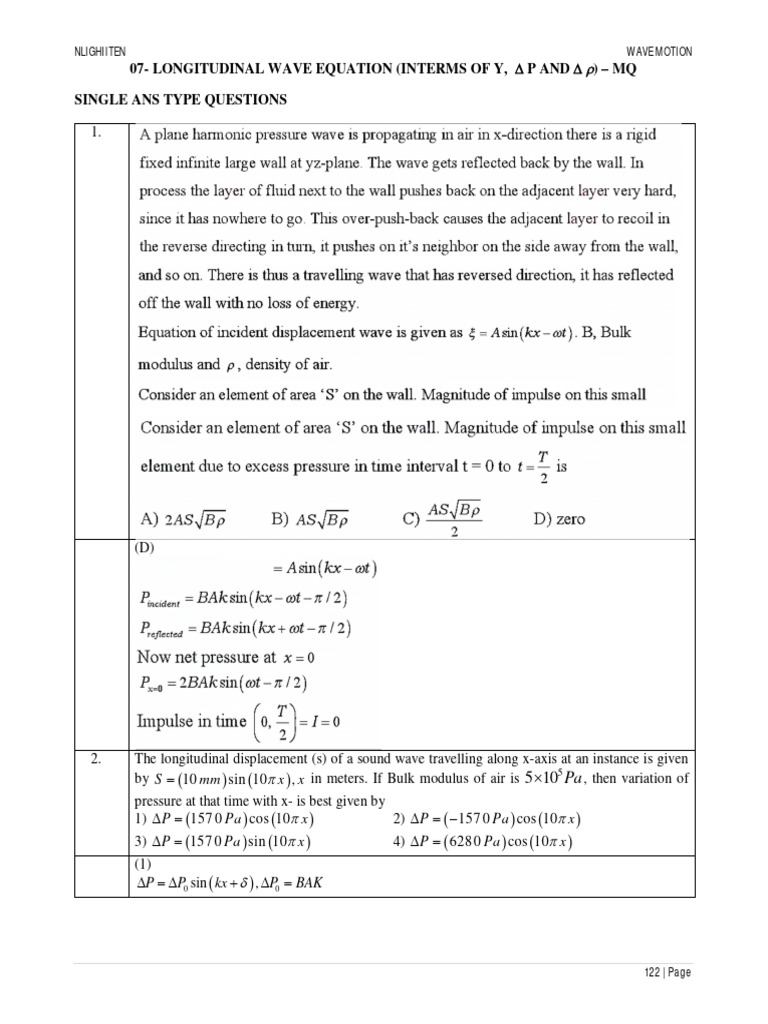 07 Longitudinal Wave Equation Interms of Y, Triangle P and Triangle ...