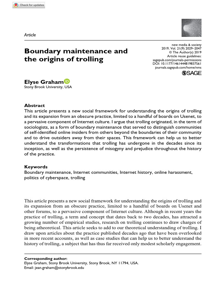 Boundary Maintenance and The Origins of Trolling | PDF | Internet Forum ...