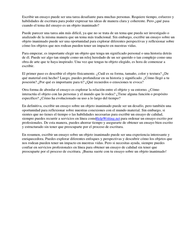 Ensayo Sobre Un Objeto Inanimado | PDF | Scribd | Websites