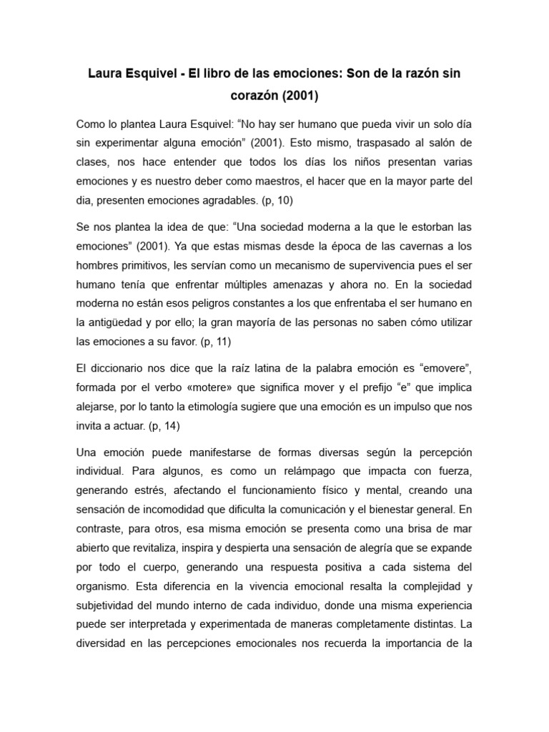 Laura Esquivel El Libro De Las Emociones Pdf Las Emociones