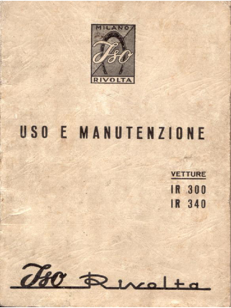 Iso Rivolta IR 300 and IR 340 Manual | PDF