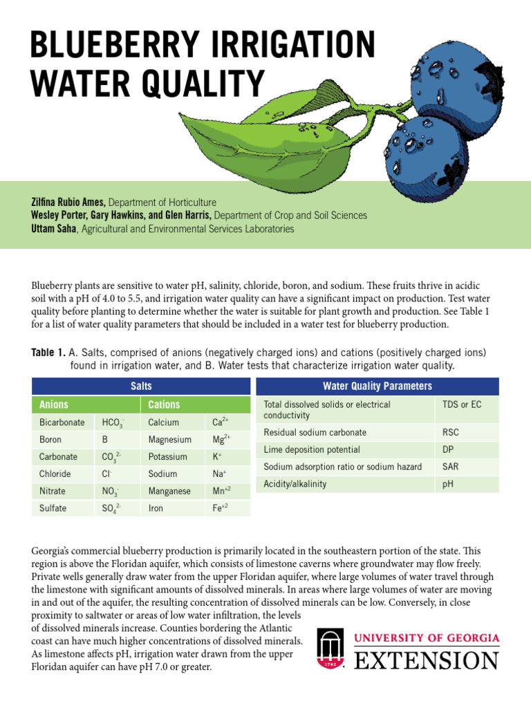BLUEBERRY IRRIGATION Quality Water | PDF | Magnesium | Soil