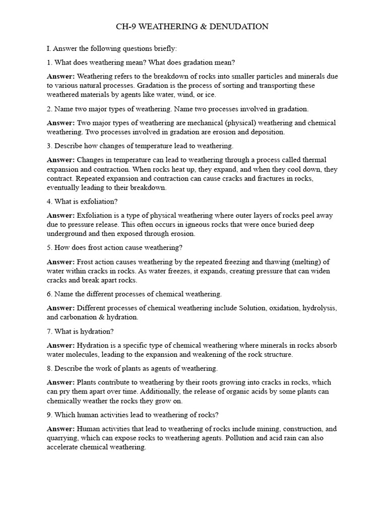 CH-9 Weathering & Denudation | PDF | Weathering | Rock (Geology)