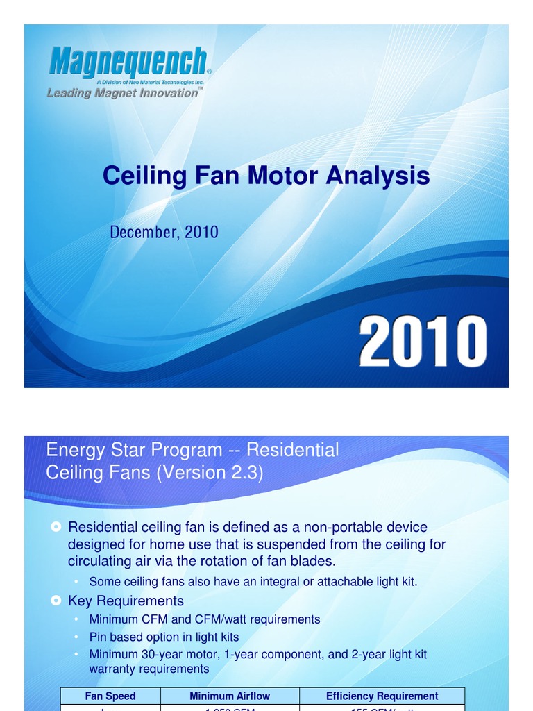Ceiling Fan Motor Types and Specs | PDF | Electric Motor | Mechanical ...