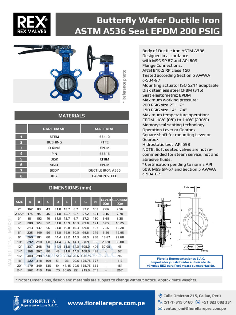 Valv Mariposa A536 Epdm REX | PDF | Materials | Building Engineering