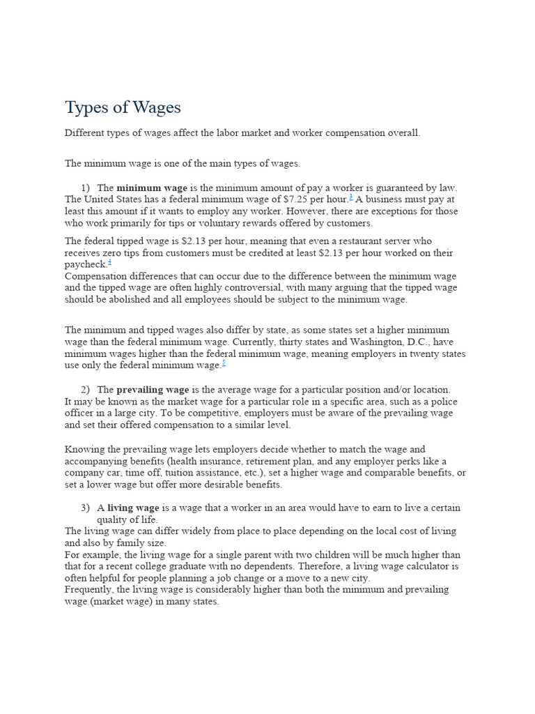 Types of Wages | PDF | Career & Growth | Finance & Money Management