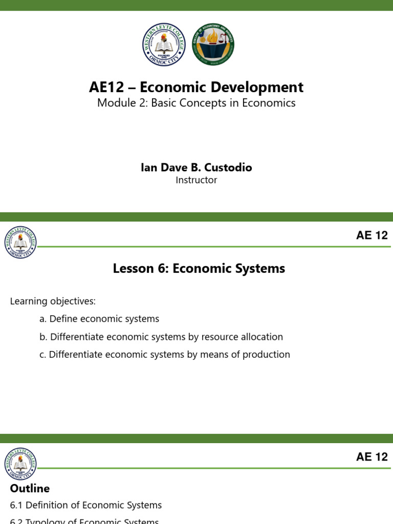 03 AE12 Mod2 Lesson6 EconomicSystems | PDF | Economic System | Capitalism