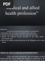 Allied Health Professionals Overview | PDF | Health Care | Medical Imaging