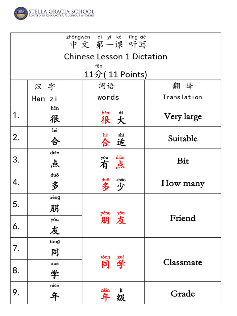L1听写单 Dictation | PDF