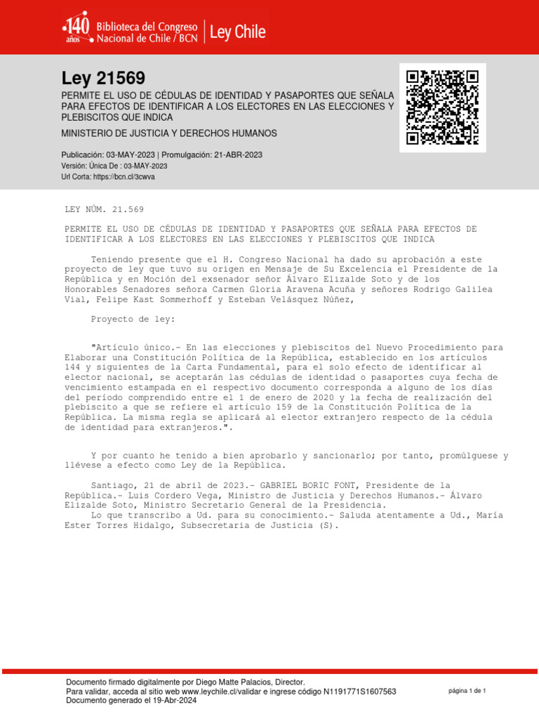 Ley-21569 - 03-MAY-2023 CHILE | PDF