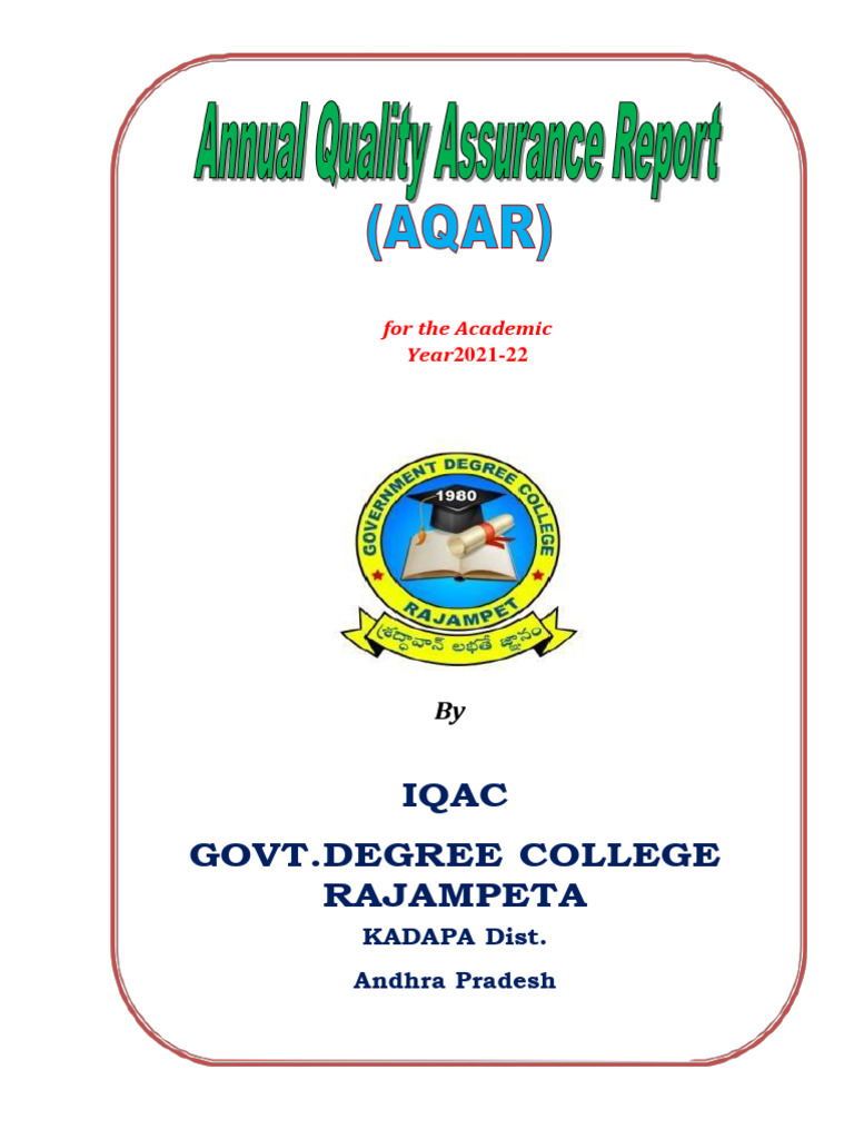 AQAR 2021-22: Govt. College Rajampeta | PDF | Educational Assessment | Curriculum