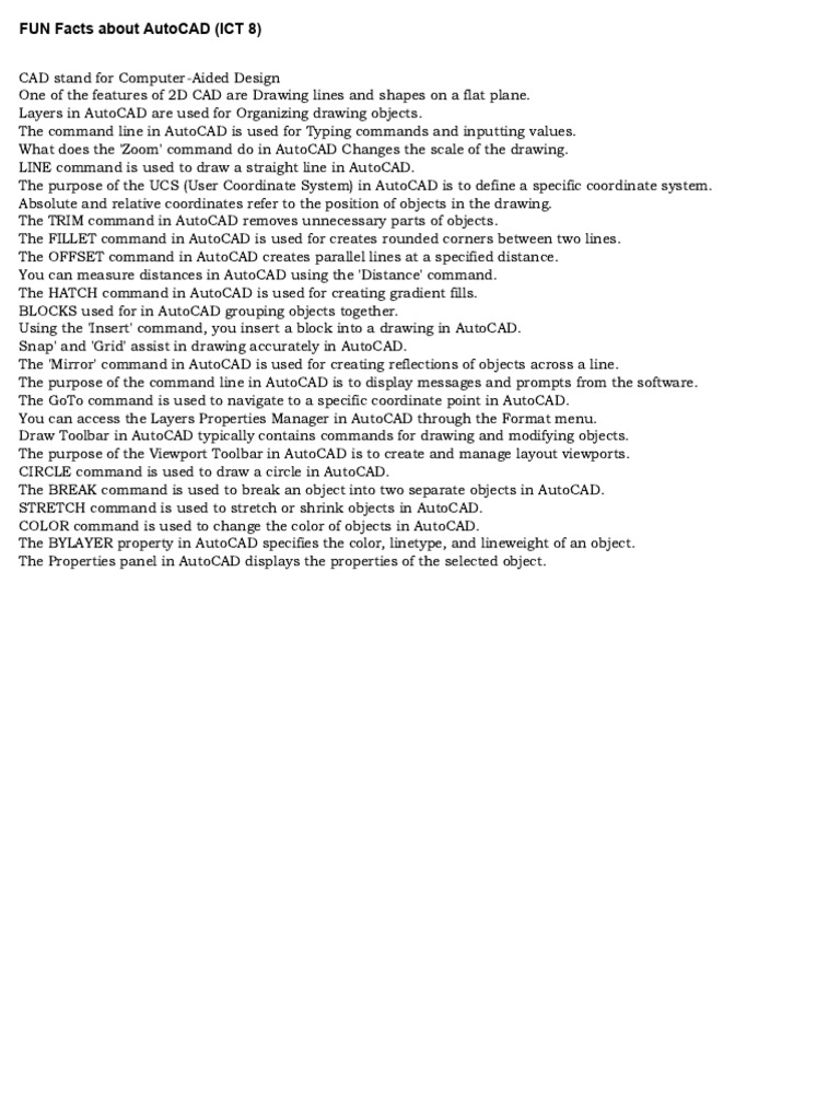 AutoCAD Command Essentials and Facts | PDF
