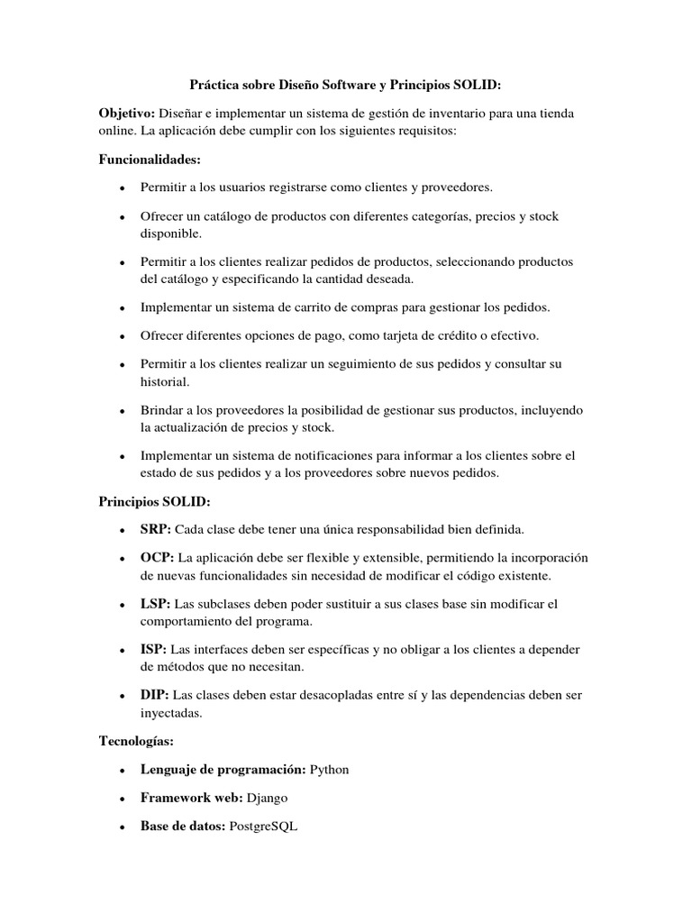 H3 Práctica Principios SOLID | PDF | Interfaz de usuario | Informática