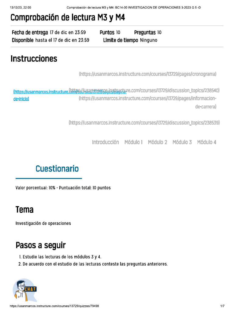 Comprobacion de Lectura M3 y M4 | PDF