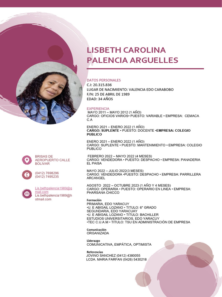 Curriculum Lisbeth Carolina | PDF