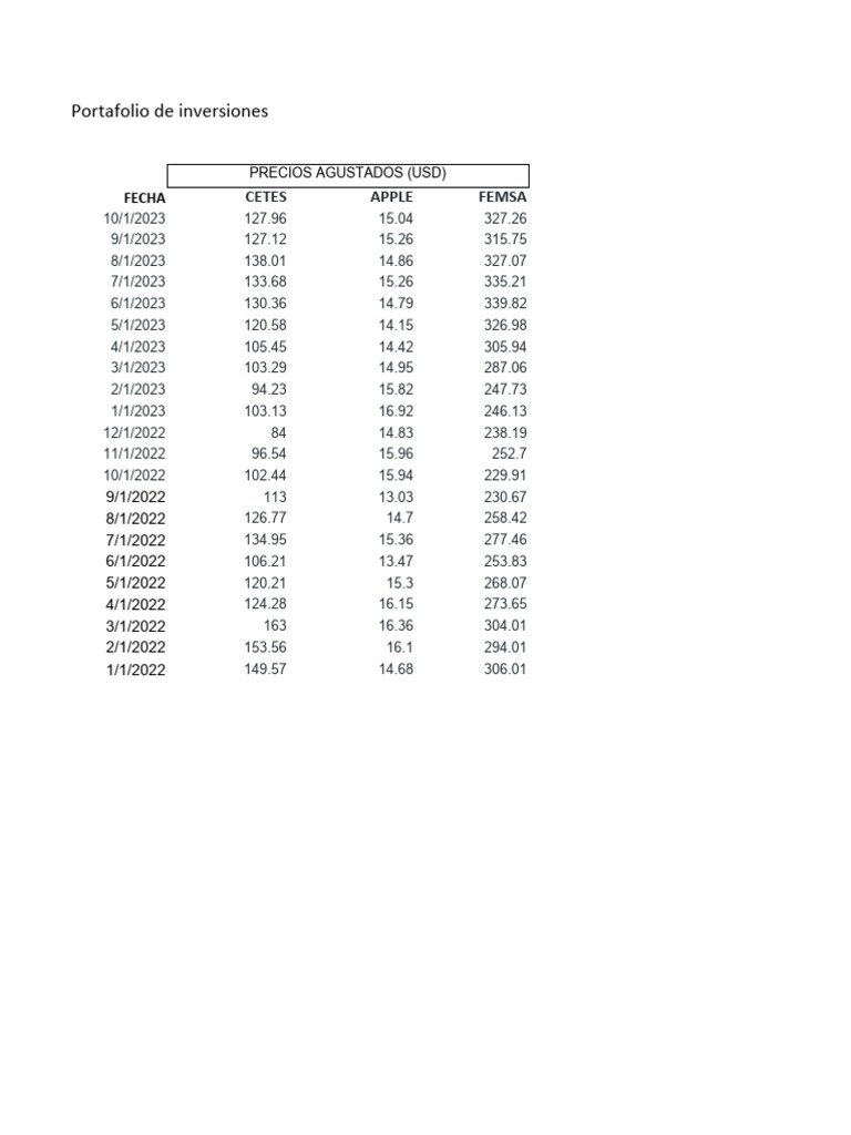 Portafolio de Inversiones | PDF