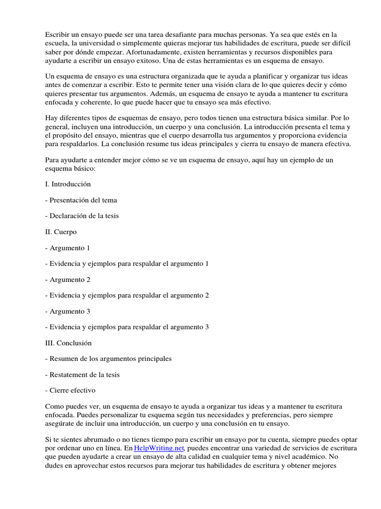Ejemplos de Un Esquema de Ensayo | PDF | Ensayos | Comunicación humana