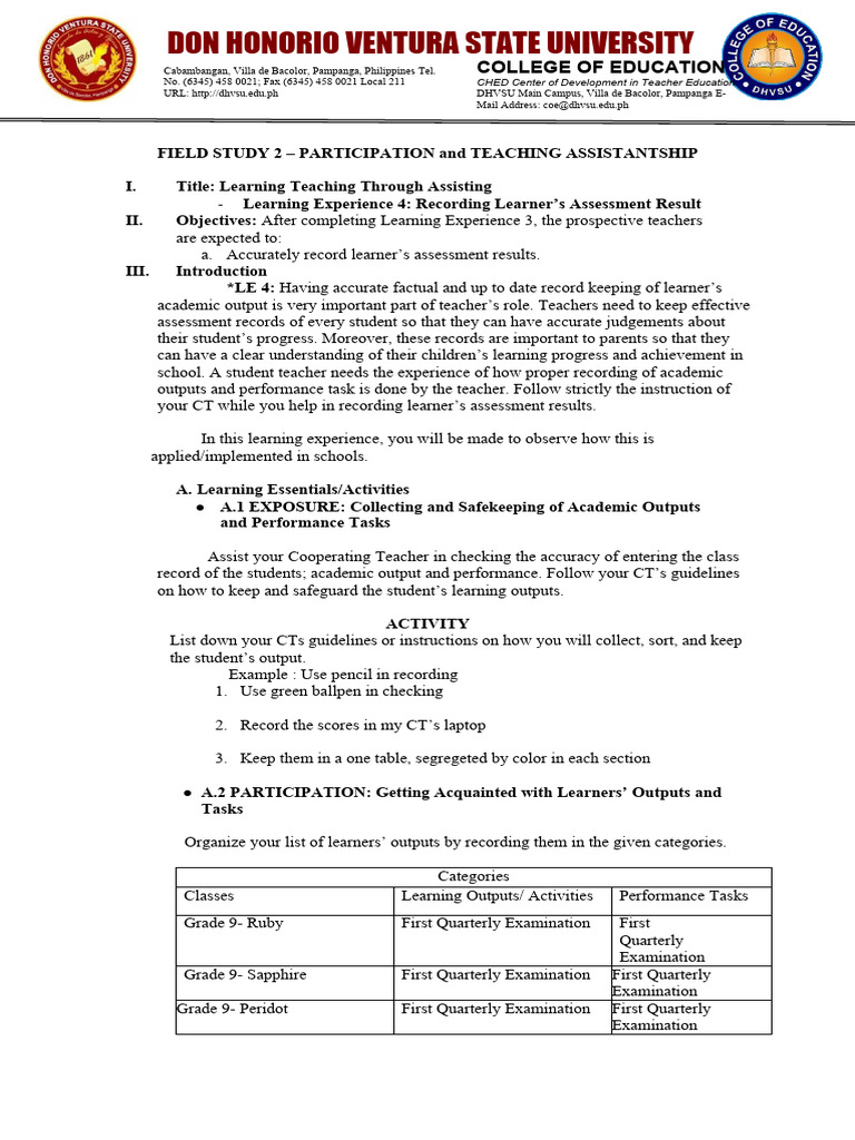 FS2 Learning Experience 4 DONE | PDF | Learning | Teachers