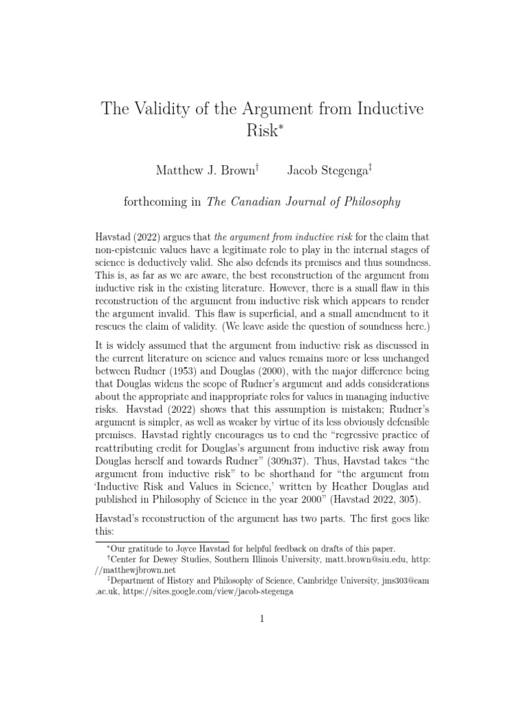 The Validity of The Argument From Induct | PDF | Argument | Deductive Reasoning
