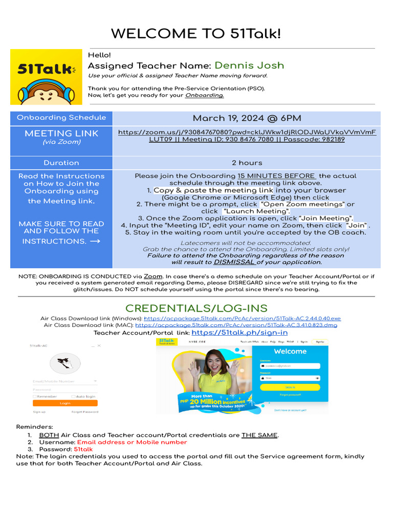 51Talk Next Step Reminders | PDF | Teachers | Computing