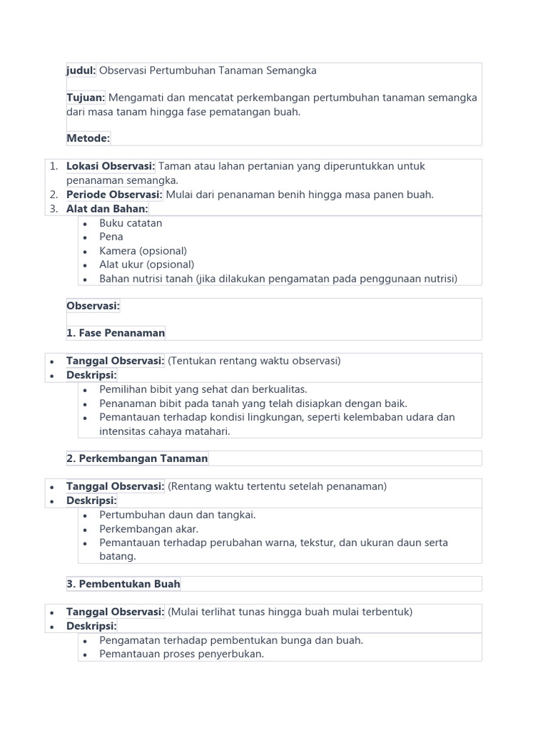 Contoh Laporan Observasi Semangka | PDF