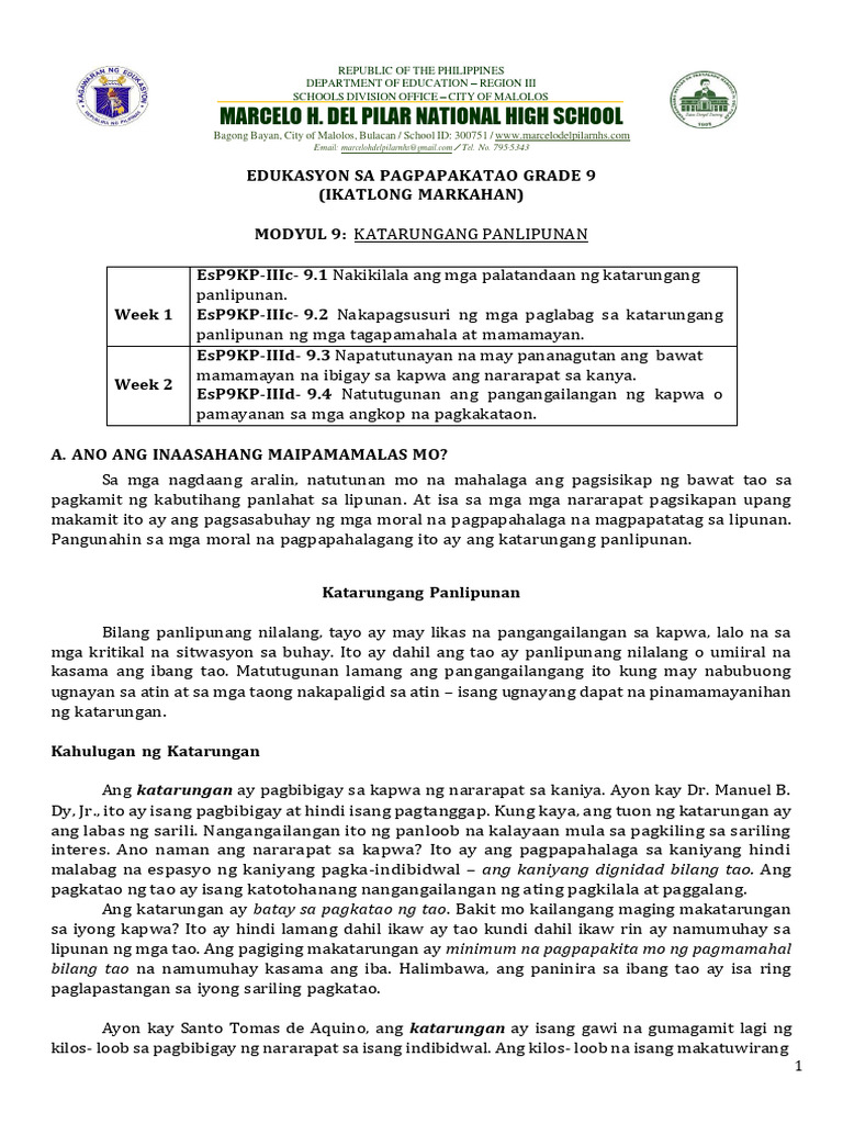 EsP-9-3RD-QUARTER-LAS-final (2) | PDF