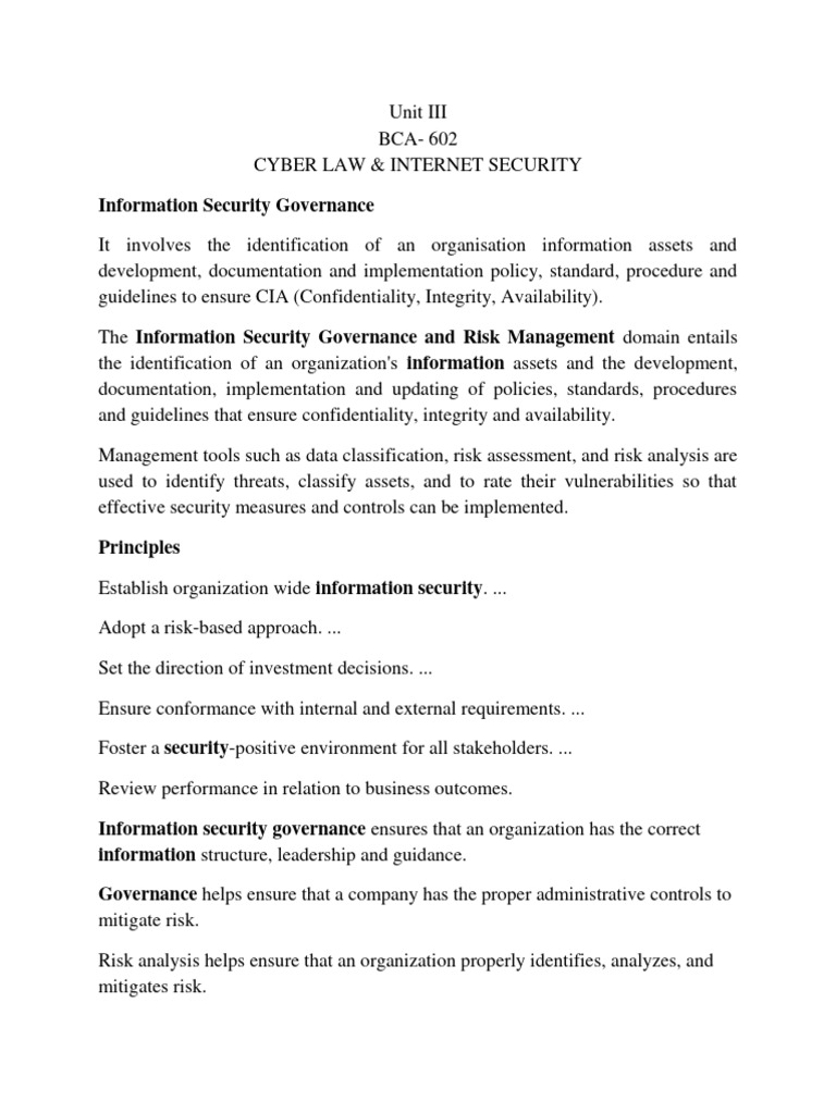 Unit-3 | PDF | Information Security | Governance