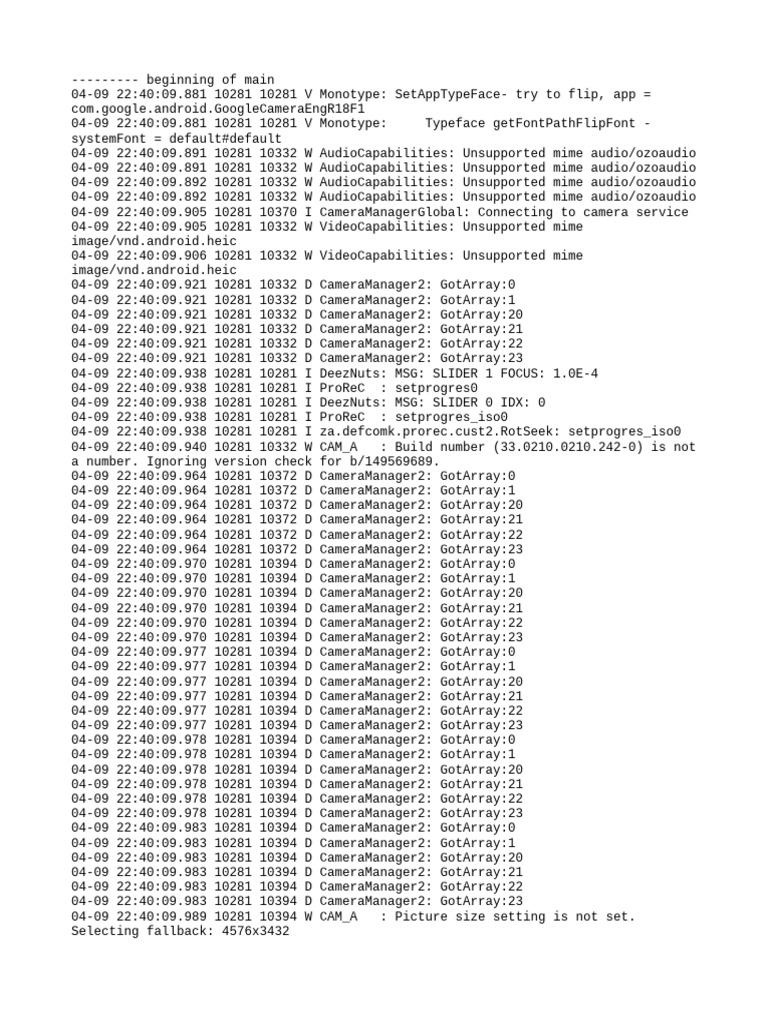 Camera Debug Log Analysis | PDF | Software Engineering | Computer Engineering