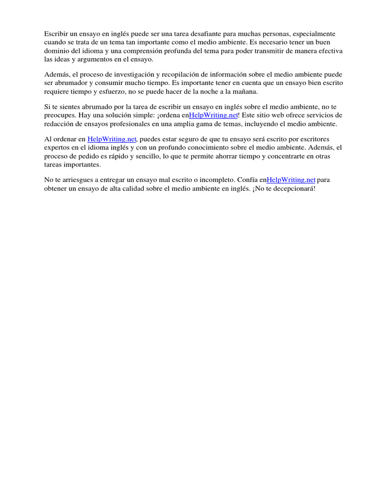Cómo Escribir Un Ensayo en Inglés Sobre El Medio Ambiente | PDF ...