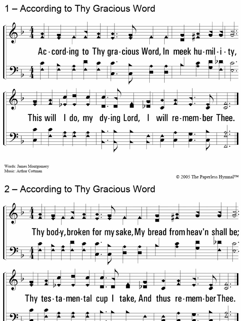 According To Thy Gracious Word | PDF