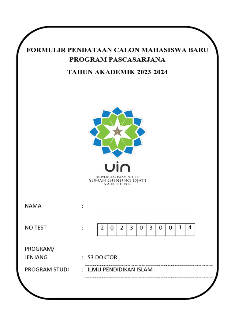 Formulir Pendataan Calon Mahasiswa Baru 2023 | PDF