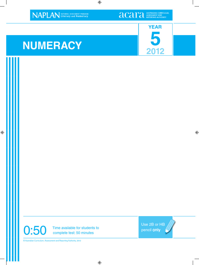 Year 5 Numeracy NAPLAN 2012 Test | PDF